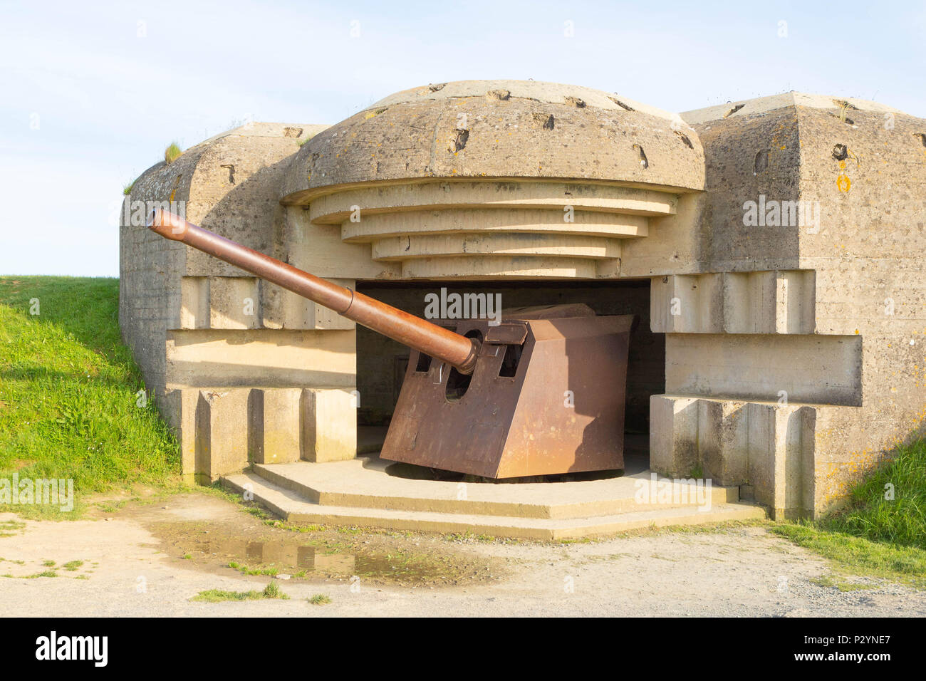 Longues-sur-Mer, Normandy, France, May 15, 2018, Remains of the german ...