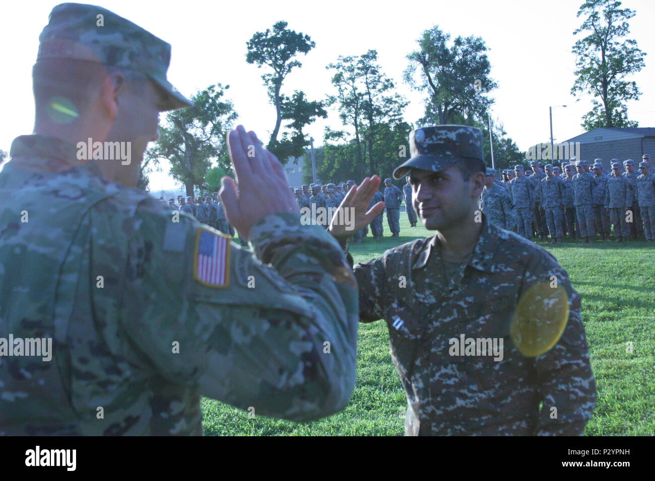 Maj. Justin Rutledge (left), operations officer with the 891st Engineer ...