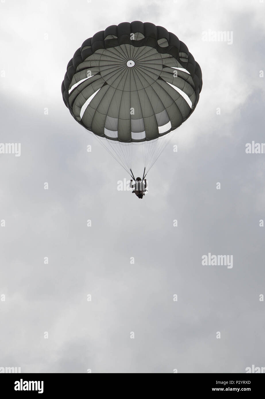 British Army Paratrooper parachutes to a drop zone during Leapfest in ...