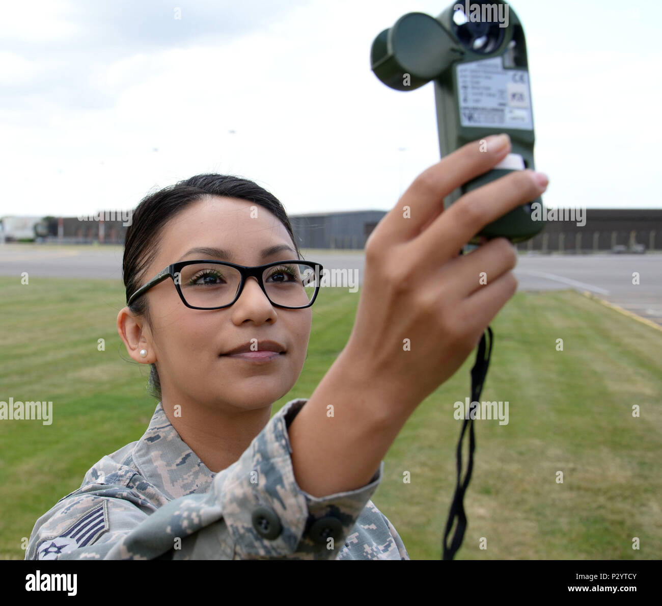 U.S. Air Force Staff. Sgt. Marissa Munguia, 100th Operations Support Squadron weather forecaster ...
