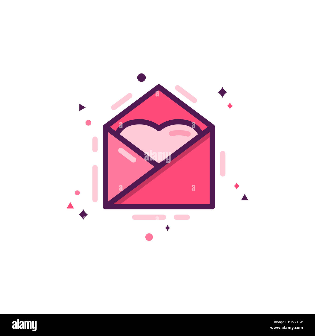 Love message icon with heart, happy valentines day flat concept ...