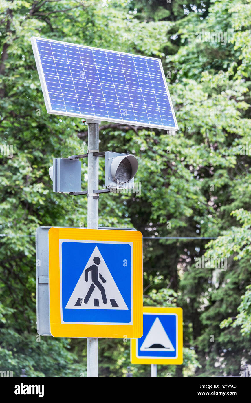 Solar cells and traffic light by the crossroad Stock Photo - Alamy