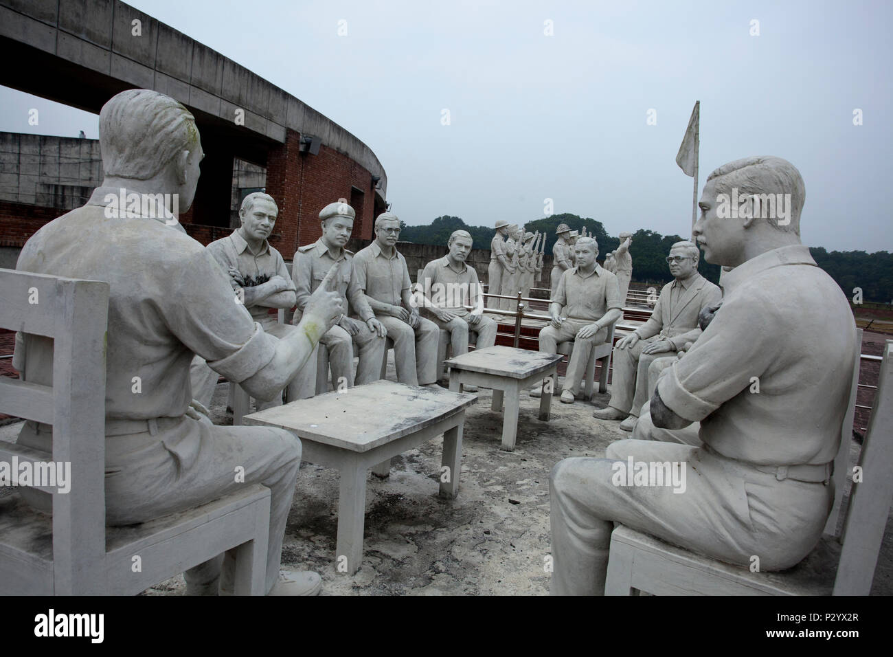 Statues showing historic Teliapara conference at Mujibnagar Complex in ...