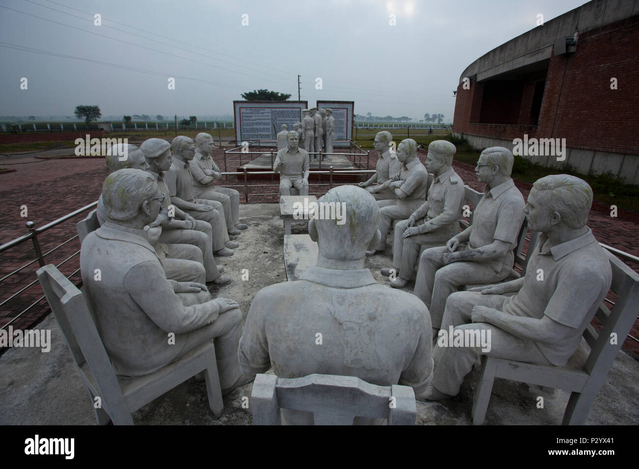 Statues showing historic Teliapara conference at Mujibnagar Complex in ...