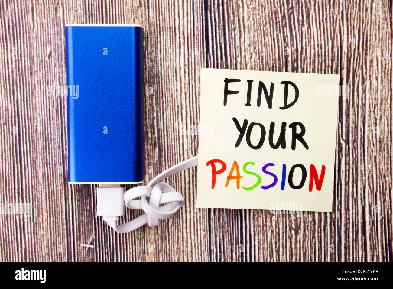 Find your Passion handwritten on sticky white color note paper in ...