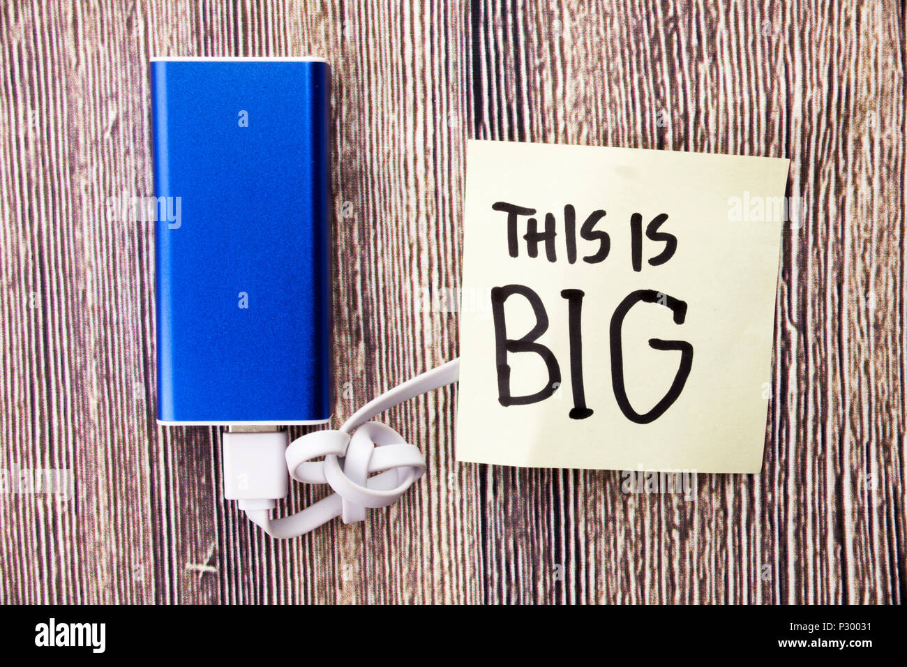 vivid blue colored power house and note with words This is Big is ...