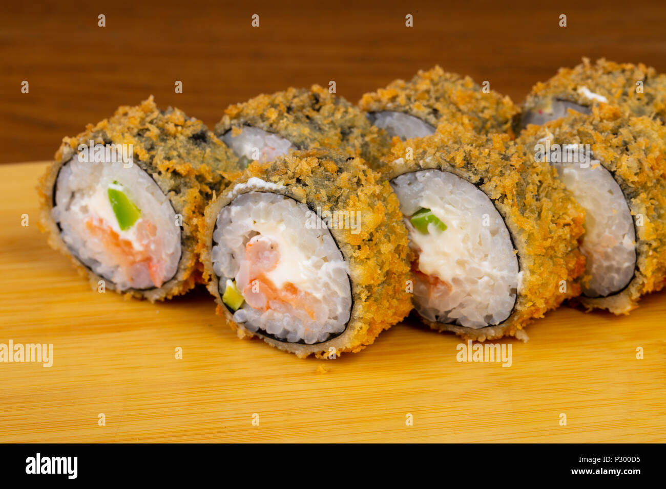 Delicious fried tempura rolls with prawn Stock Photo - Alamy