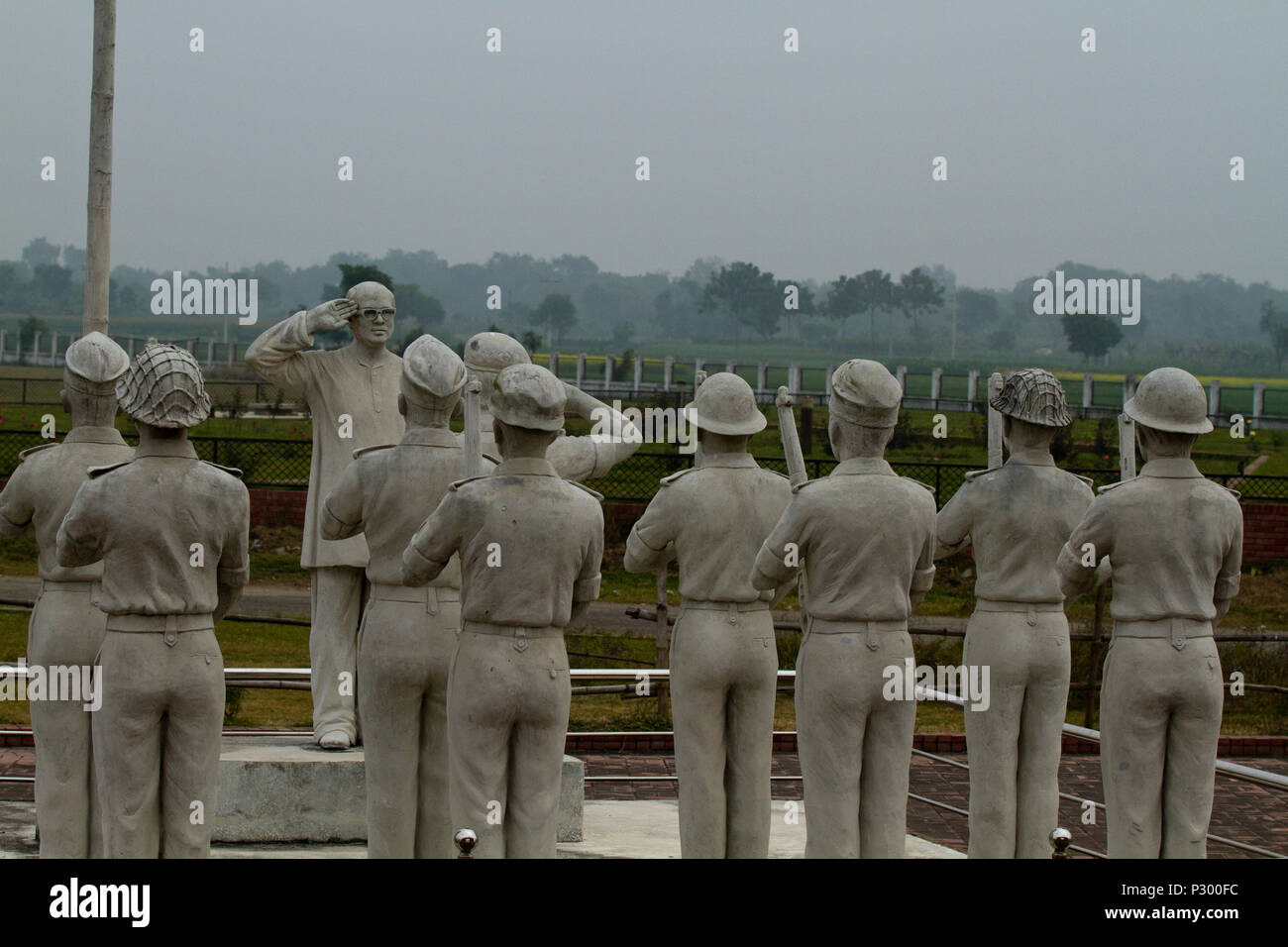 Statues showing presentation of guard of honor to the acting president ...