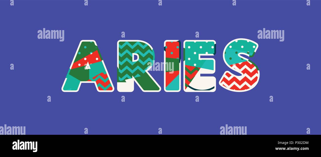 The word ARIES concept written in colorful abstract typography. Vector ...