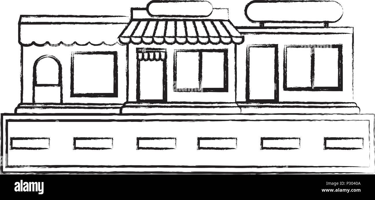 street with store building icon over white background, vector ...