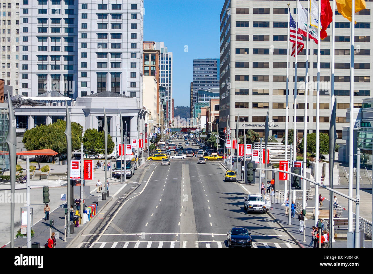 View of Howard Street, adjacent to the Moscone Center, in downtown San ...