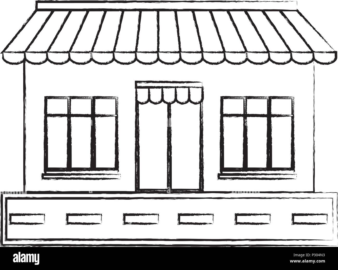 sketch of store building icon over white background, vector ...