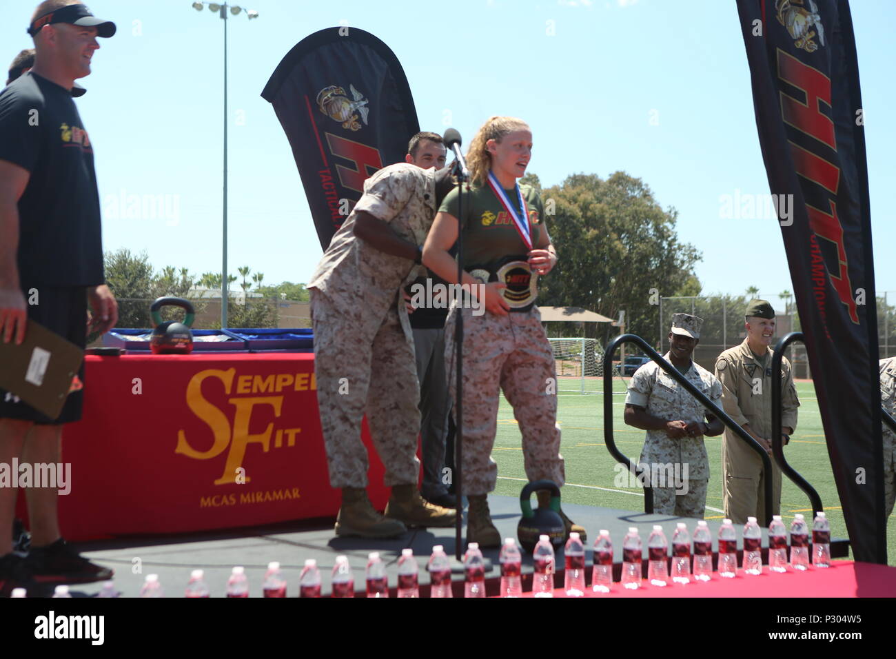 Sgt. Maj. Ronald Green, the Sgt. Maj. of the Marine Corps, places a ...