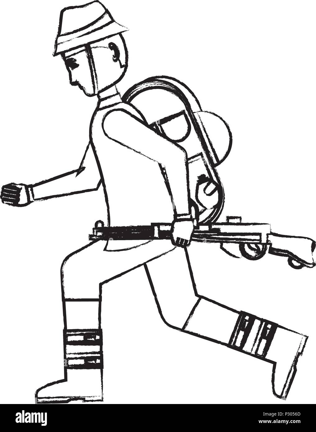 Anzac soldier with the equipment and weapon over white background ...