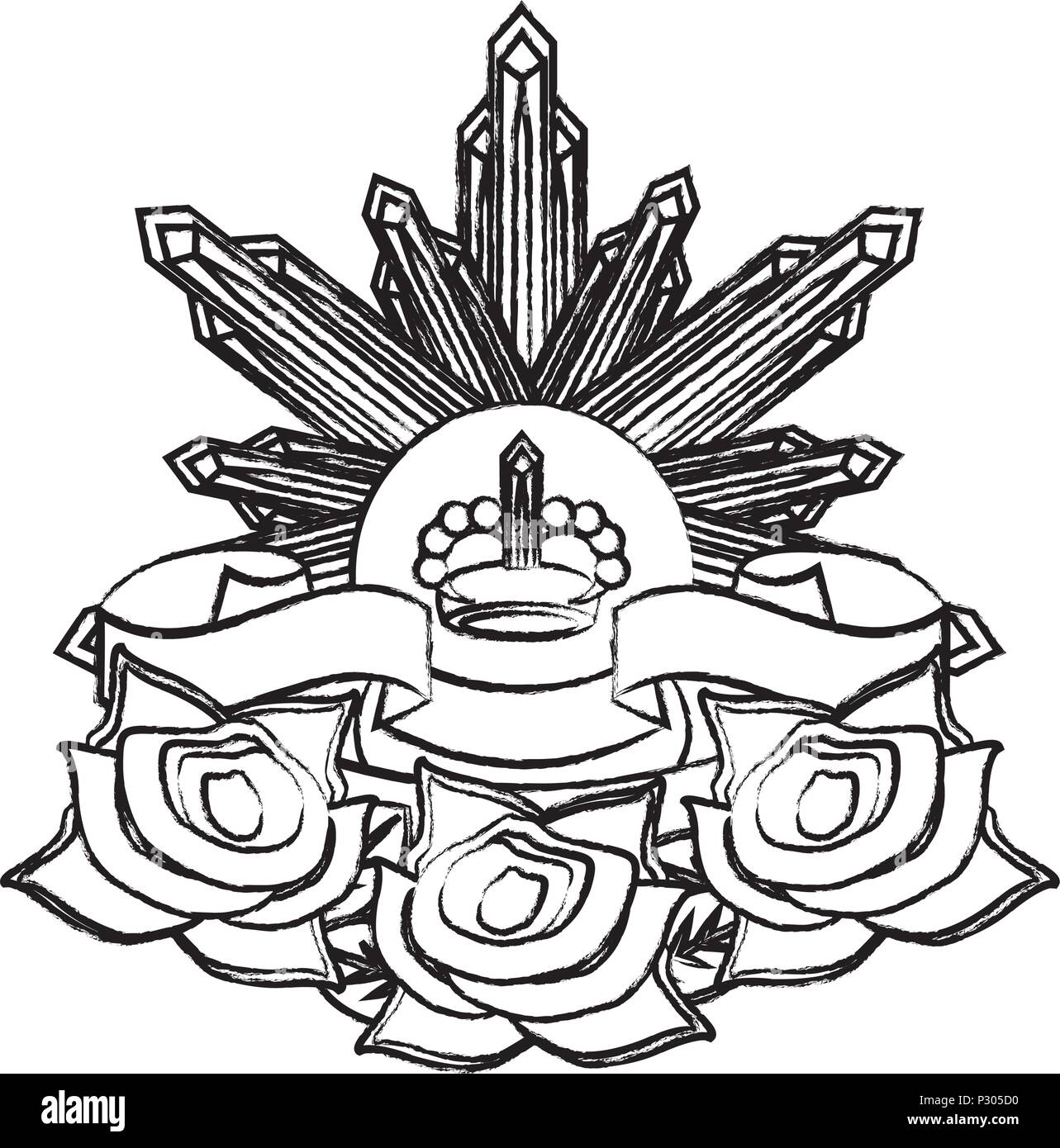 Anzac day design with The Rising Sun Badge and poppy flowers over white ...