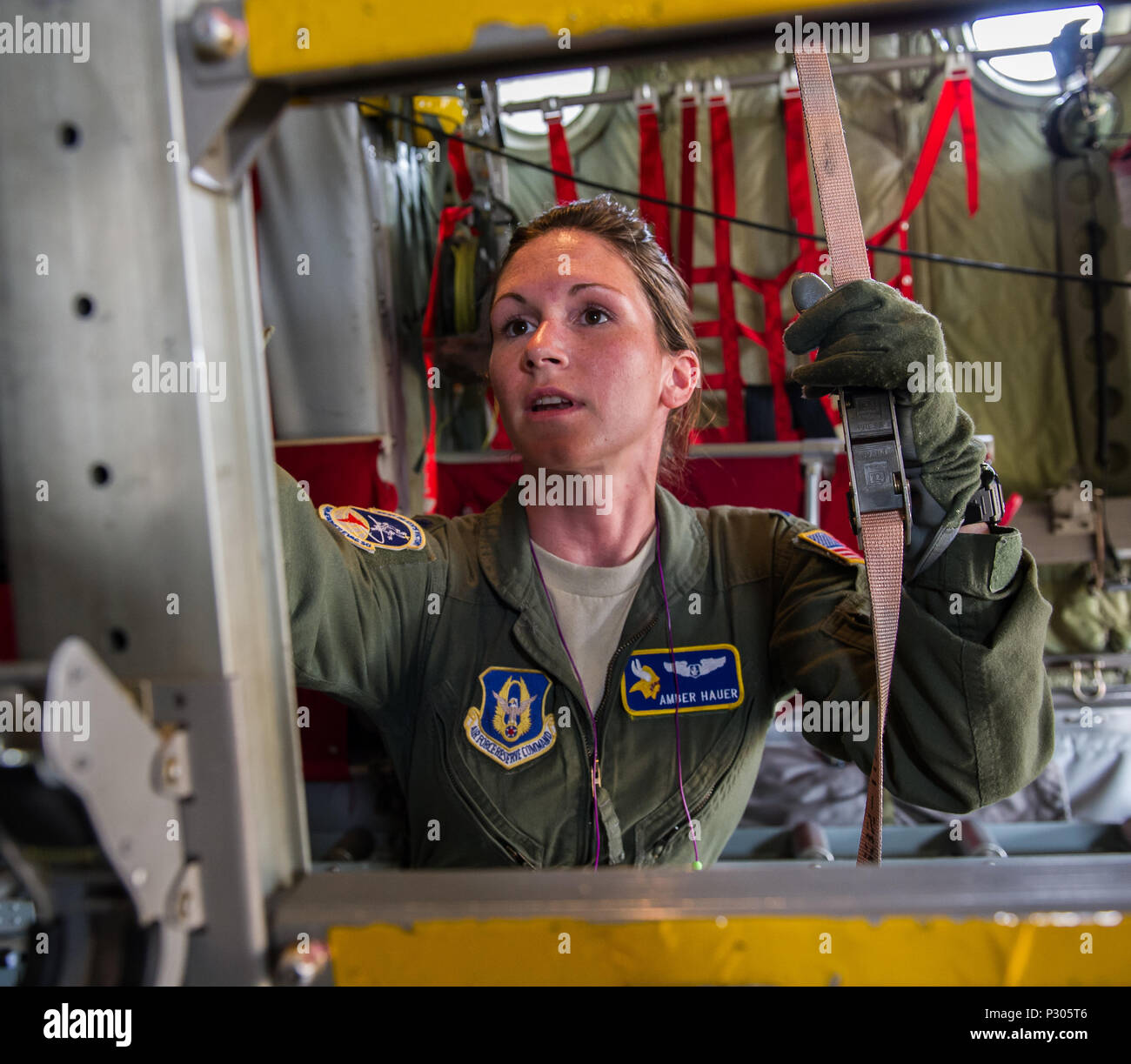 U.S. Air Force 1st Lt. Amber Hauer, a flight nurse from the 45th ...