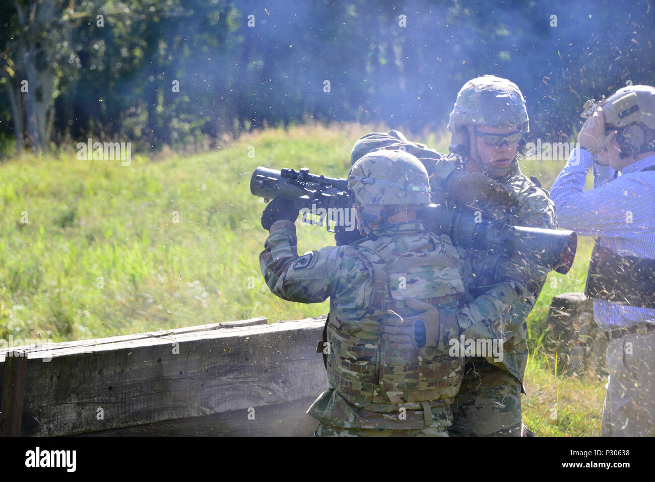 U.S. Paratroopers assigned to 173rd Airborne Brigade fires the M3 Carl ...