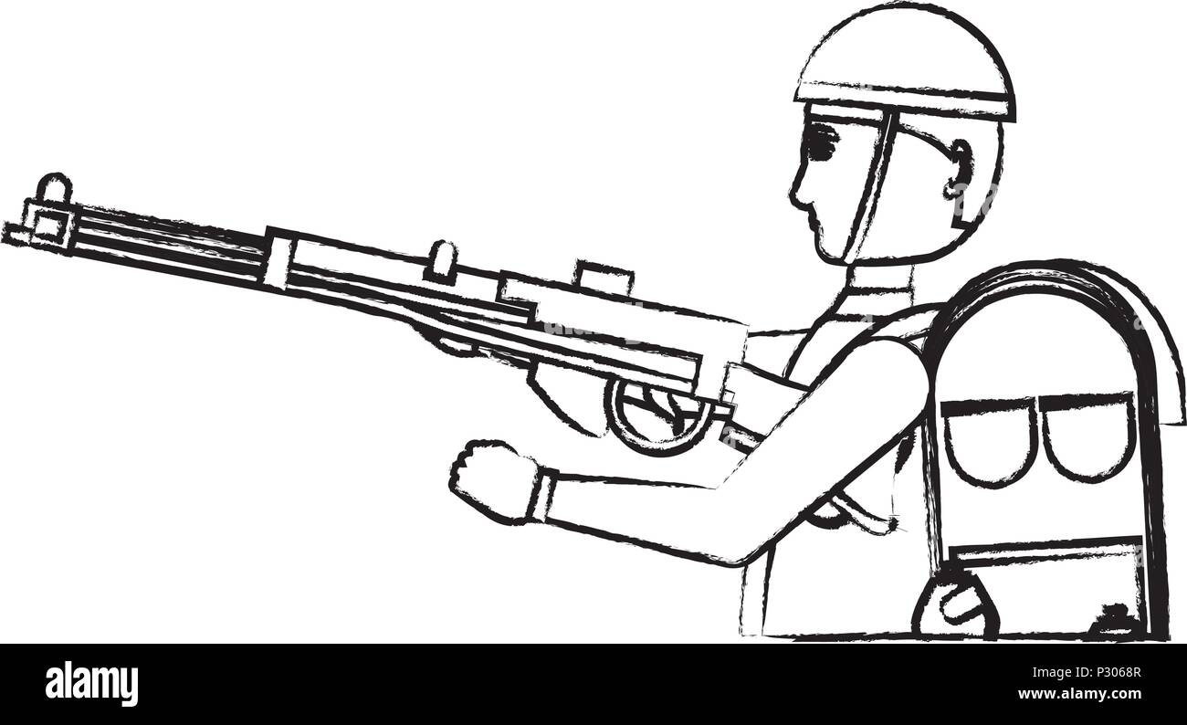 Anzac soldier with the equipment and weapon over white background ...