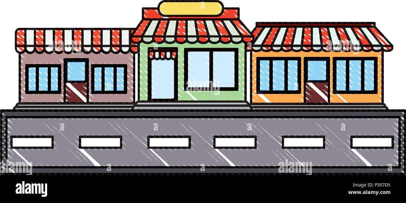 street with stores over white background, colorful design. vector ...