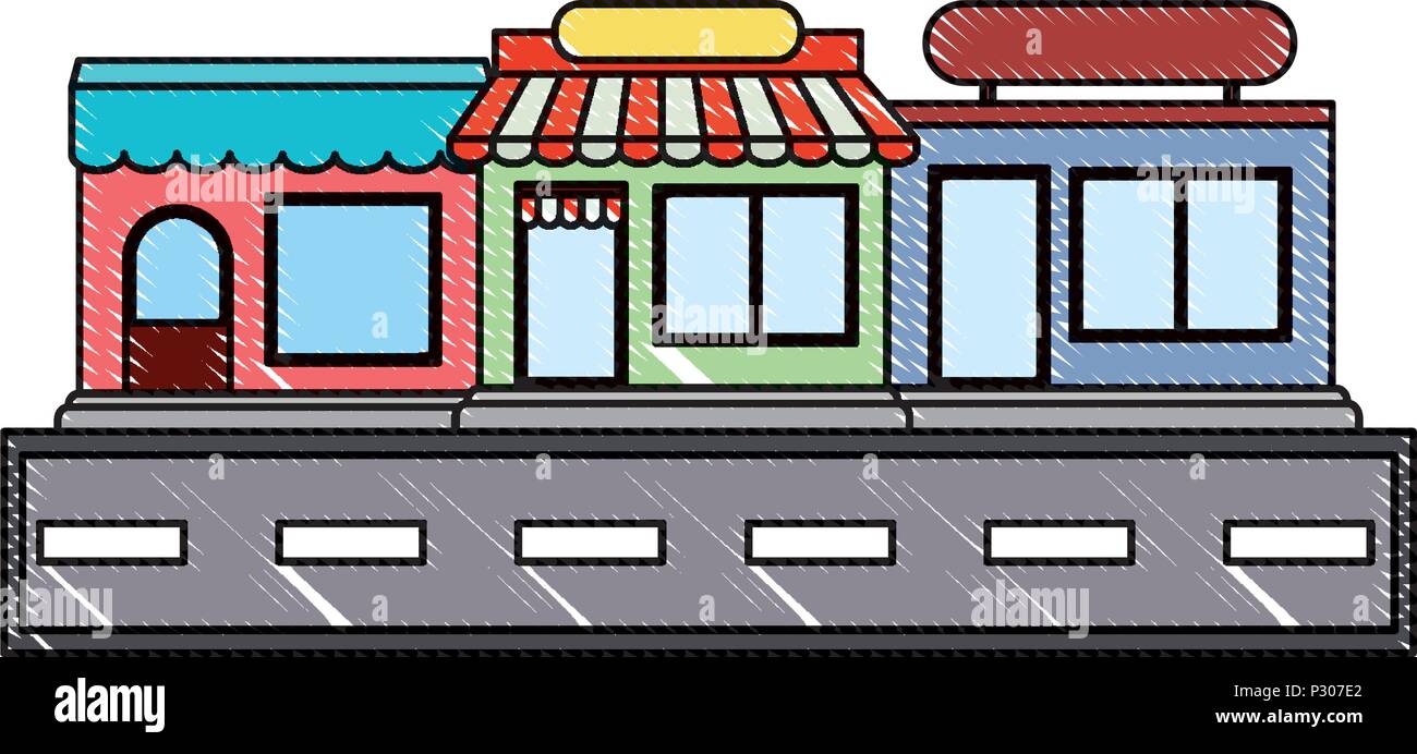 shops on street icon over white background, colorful design. vector ...