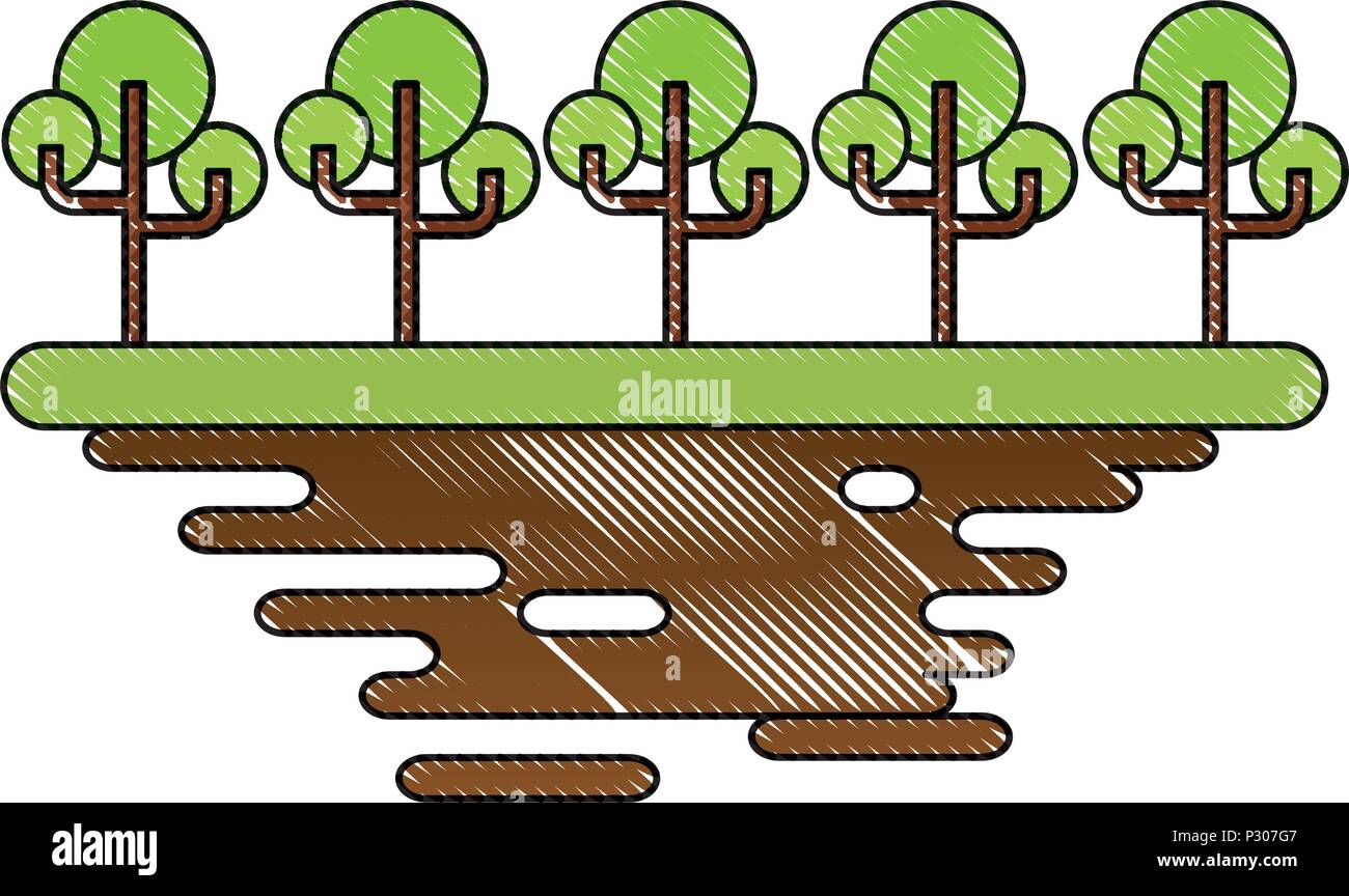 line of trees over white background, colorful design. vector ...