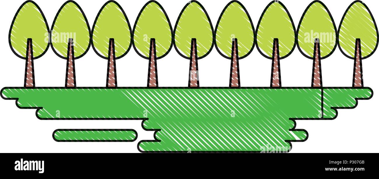 line of trees over white background, vector illustration Stock Vector ...