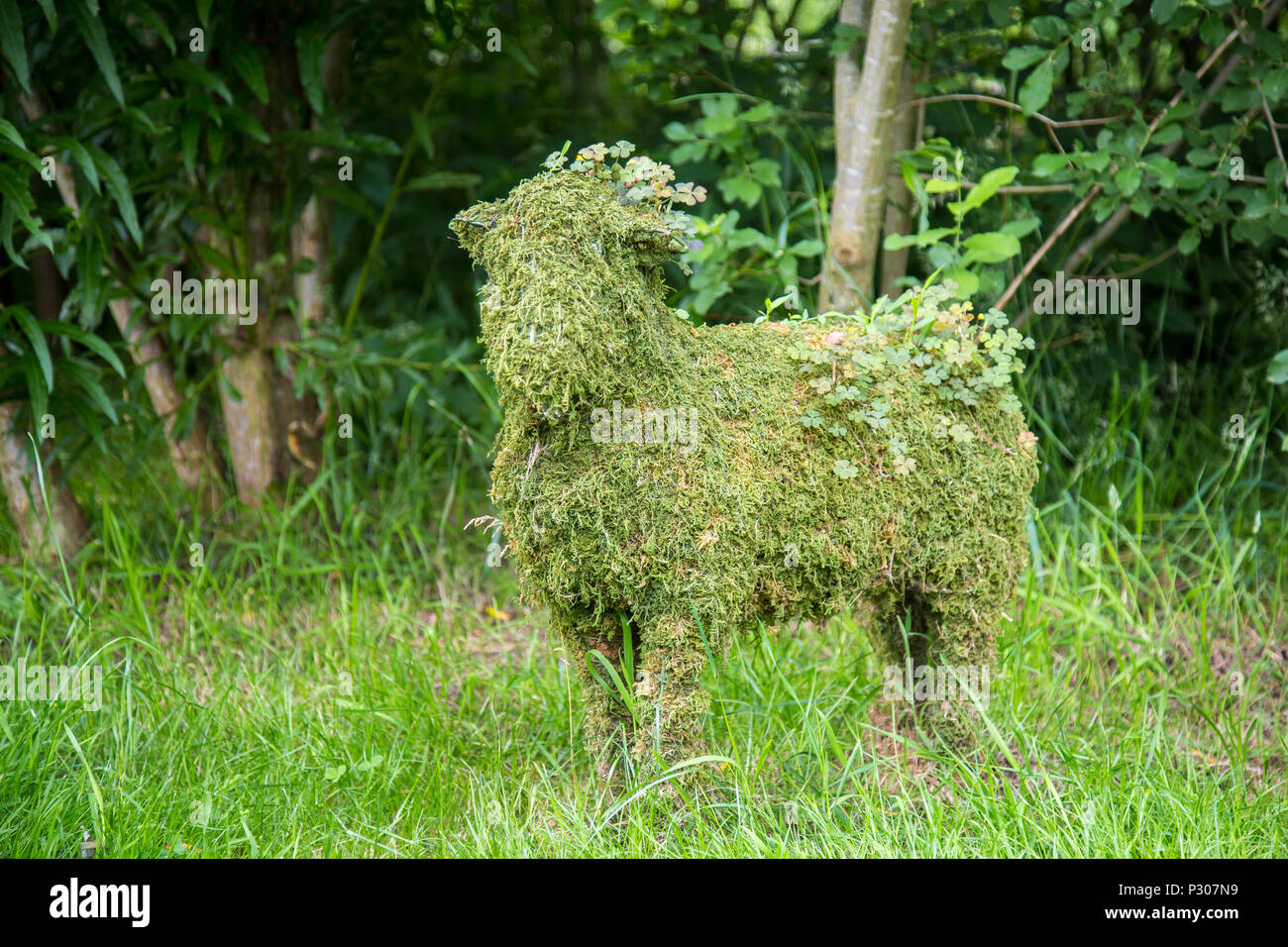 Green sculpture of a sheep or goat Stock Photo - Alamy