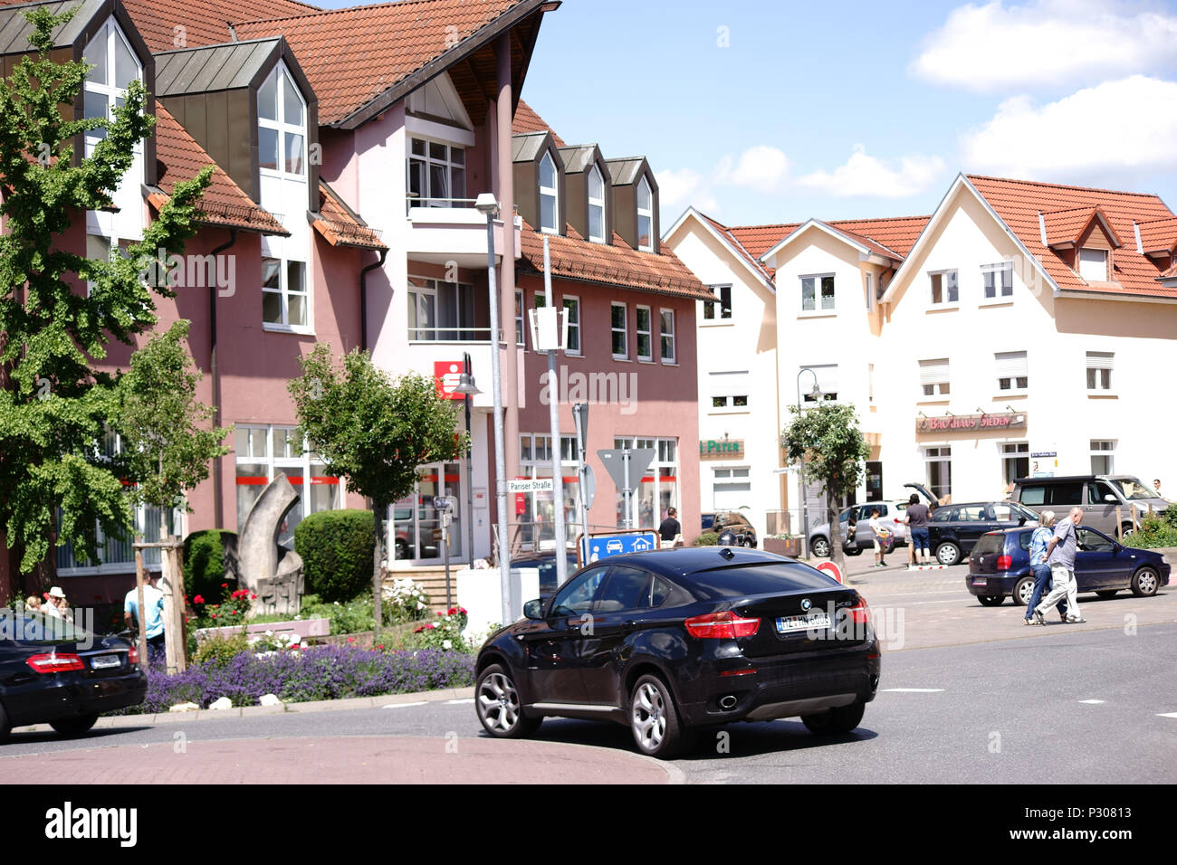 Nieder-Olm, Germany - June 03, 2018: Roundabout on the Parish Street in ...