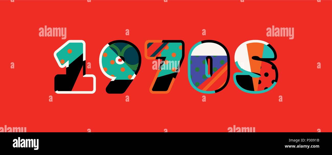 The word 1970s concept written in colorful abstract typography. Vector ...