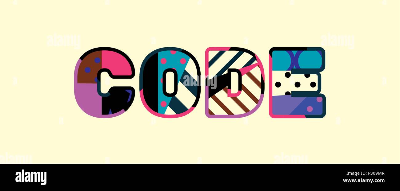 The word CODE concept written in colorful abstract typography. Vector ...