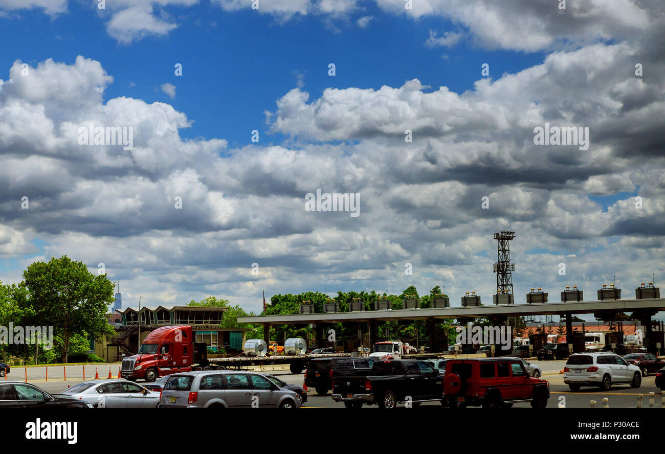 Highway toll booth expensive car highway traffic sky Stock Photo - Alamy