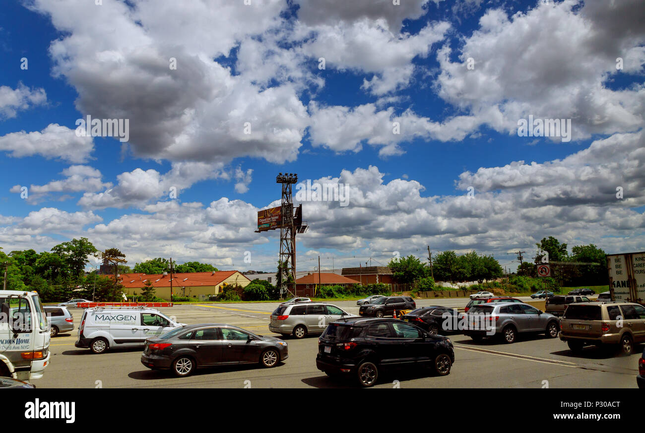 Beautiful blue sky view from the car while driving on the U.S. Height ...