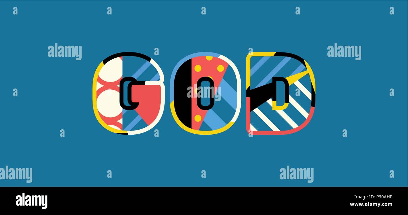 The word GOD concept written in colorful abstract typography. Vector ...