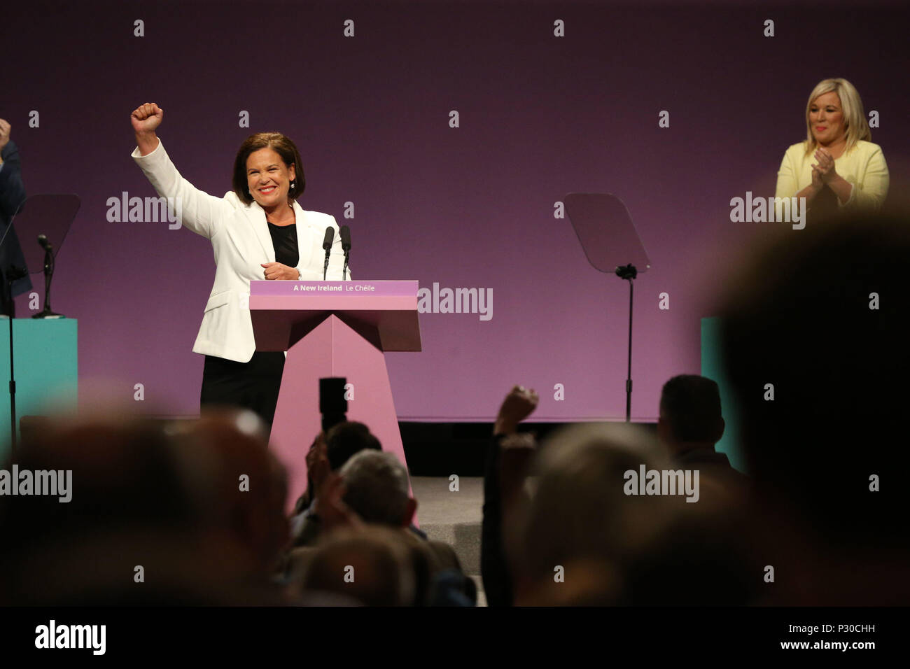 Sinn fein vice president michelle oneill watches on hi-res stock ...