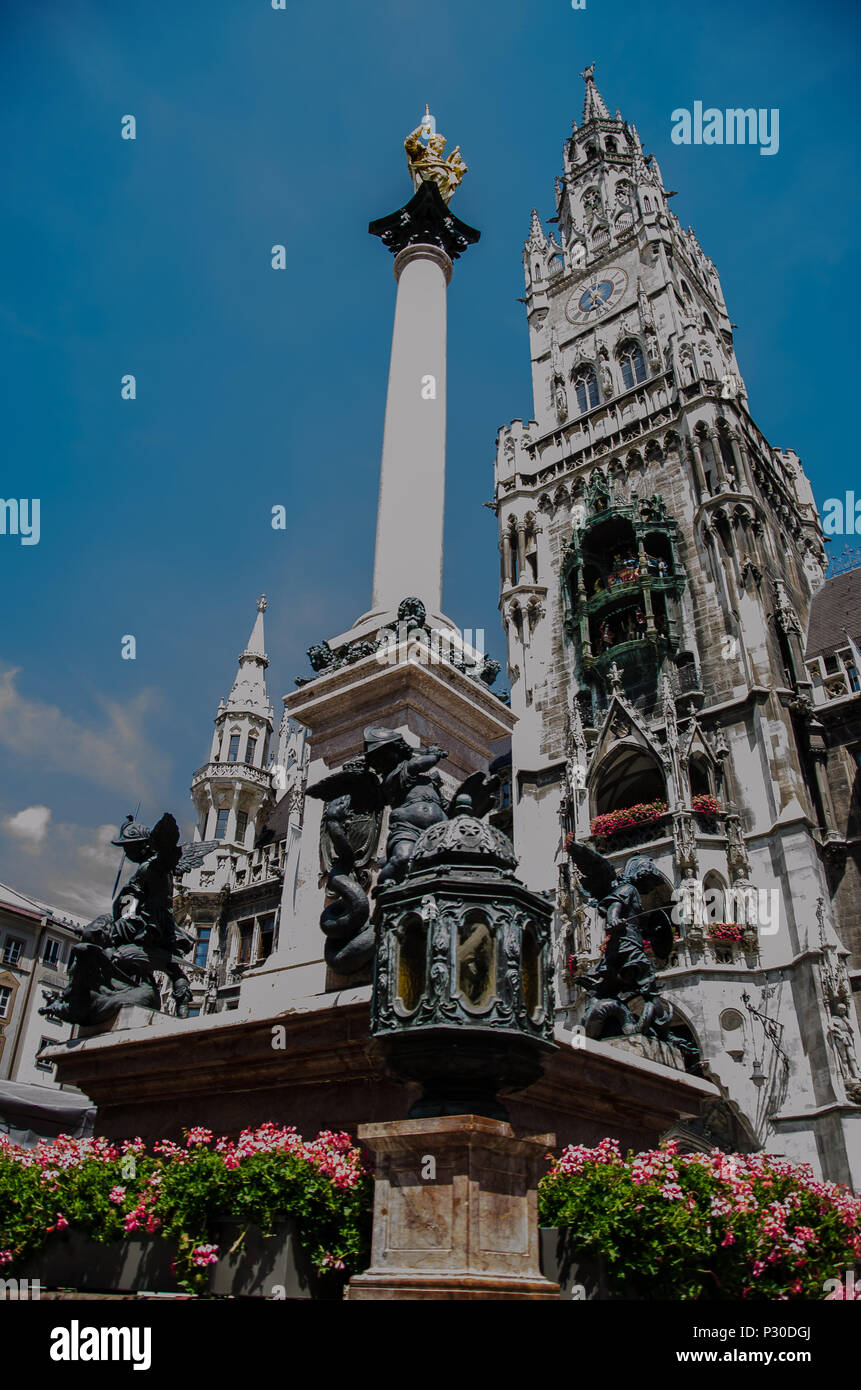 Marienplatz is the central square in Munich’s Old Town, the urban heart ...