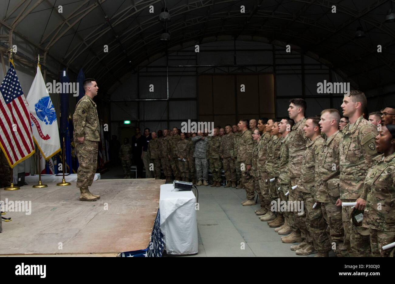 Soldiers recite the Creed of the Noncommissioned Officer during the ...