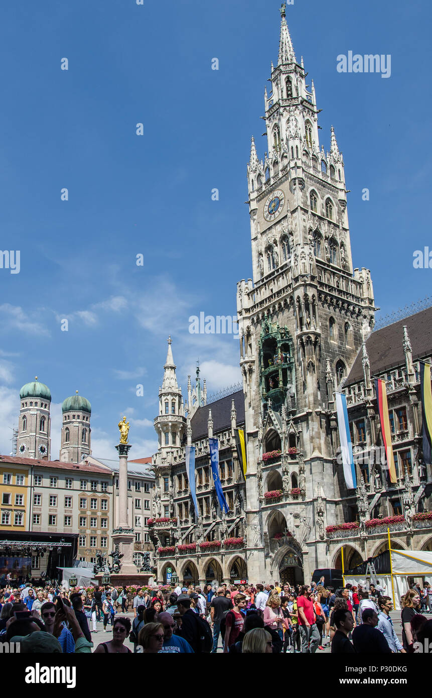Marienplatz is the central square in Munich’s Old Town, the urban heart ...