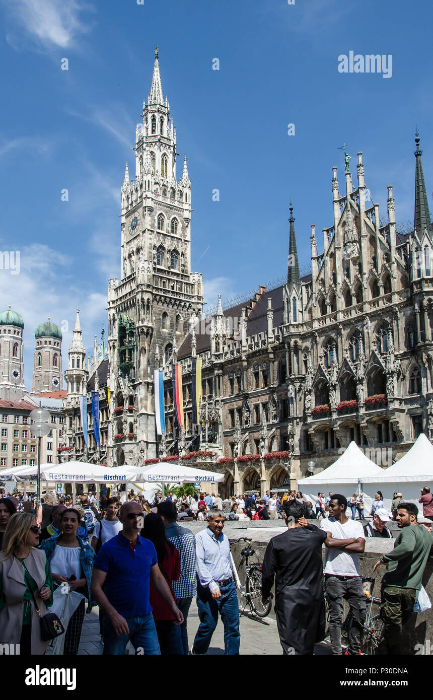 Marienplatz is the central square in Munich’s Old Town, the urban heart ...