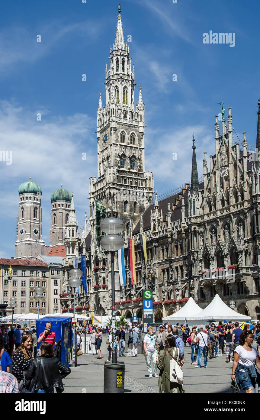 Marienplatz is the central square in Munich’s Old Town, the urban heart ...