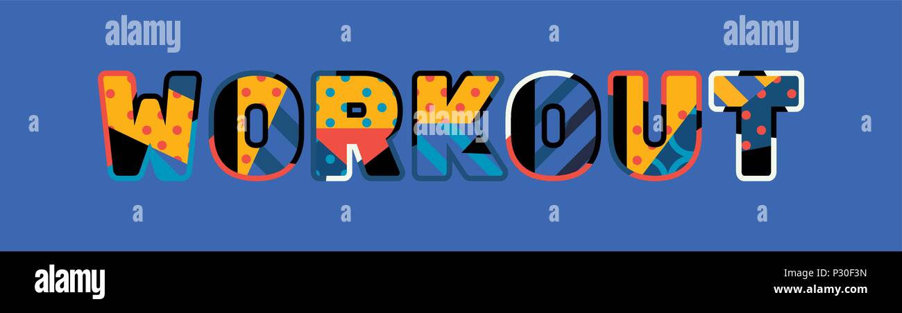 The word WORKOUT concept written in colorful abstract typography ...