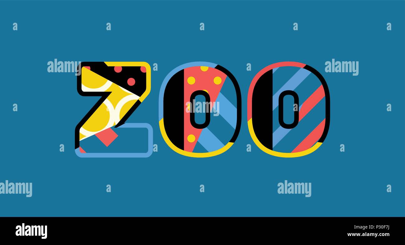 The word ZOO concept written in colorful abstract typography. Vector ...