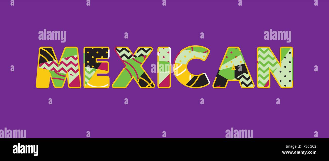 The word MEXICAN concept written in colorful abstract typography ...