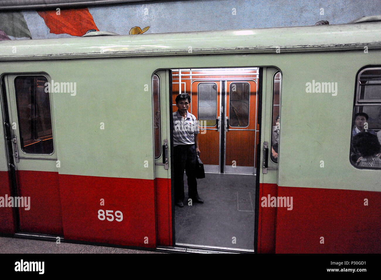 Pyongyang, North Korea, a waiting subway Stock Photo - Alamy