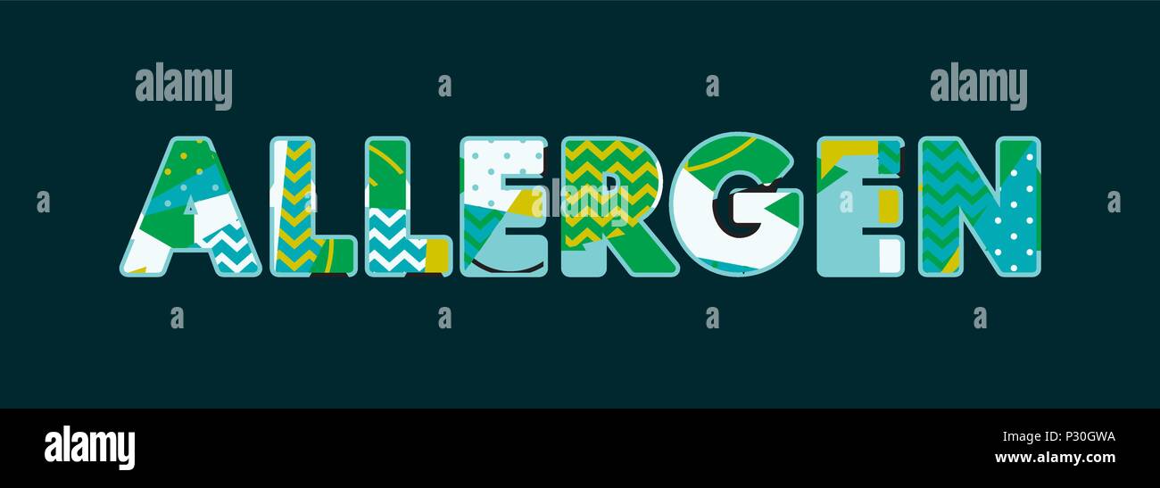 The word ALLERGEN concept written in colorful abstract typography ...