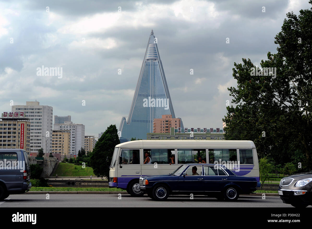 Pyongyang, North Korea, View of the Ryugyong Hotel Stock Photo - Alamy
