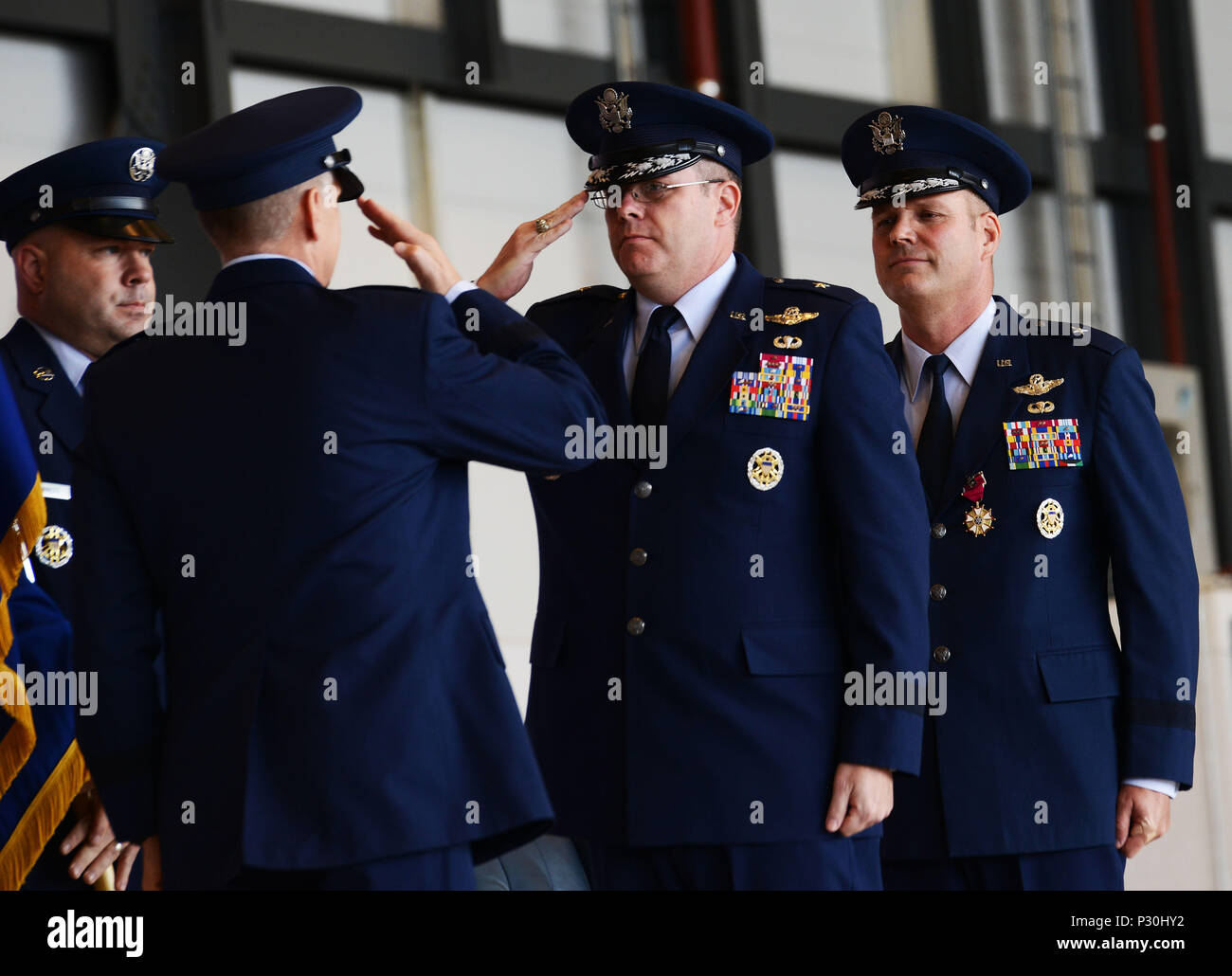 Brig. Gen. Richard G. Moore Jr., center, salutes Lieutenant Gen ...