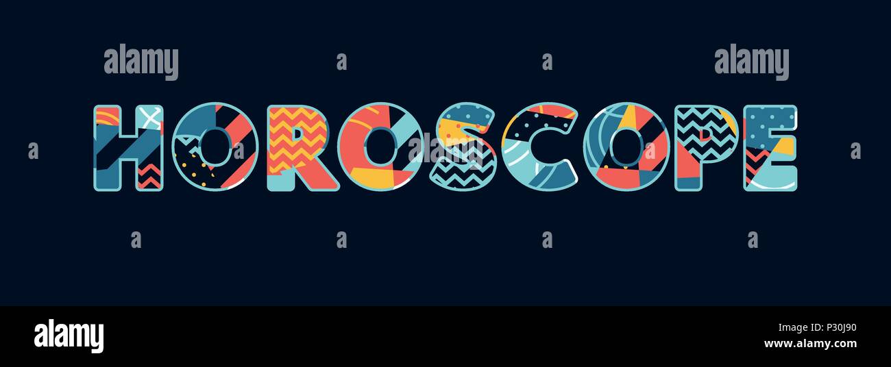 The word HOROSCOPE concept written in colorful abstract typography ...