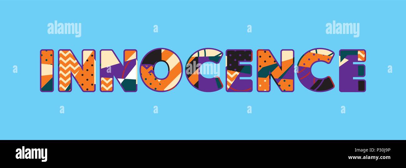 The word Innocence concept written in colorful abstract typography ...