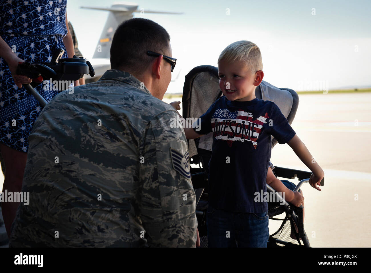 PETERSON AIR FORCE BASE, Colo. - Airmen from the 4th Space Control Squadron greet family members ...