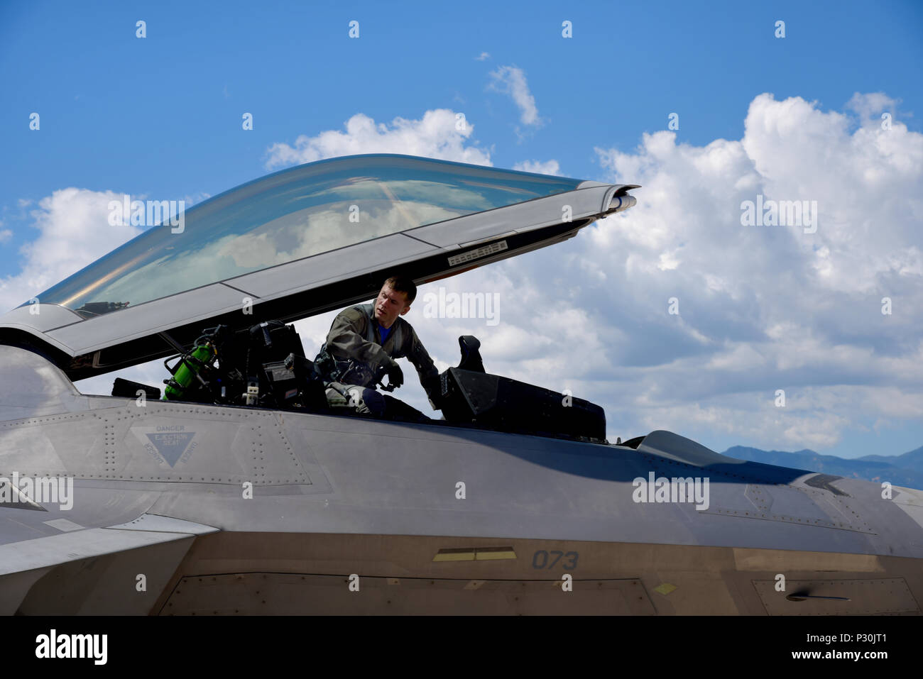 Capt. Michael Broch, 94th Fighter Squadron F-22A Raptor aircraft ...